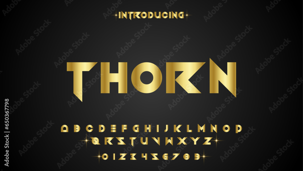 THORN, Elegant golden alphabet letters font set. Classic Custom gold ...