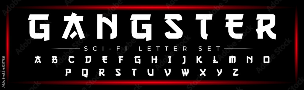GANGSTER, Sports minimal tech font letter set. Luxury vector typeface ...
