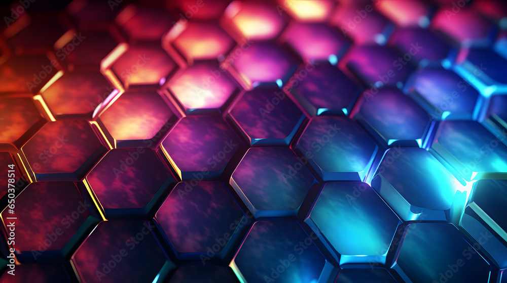 hexagon background, in the style of luminescent lightscapes ...