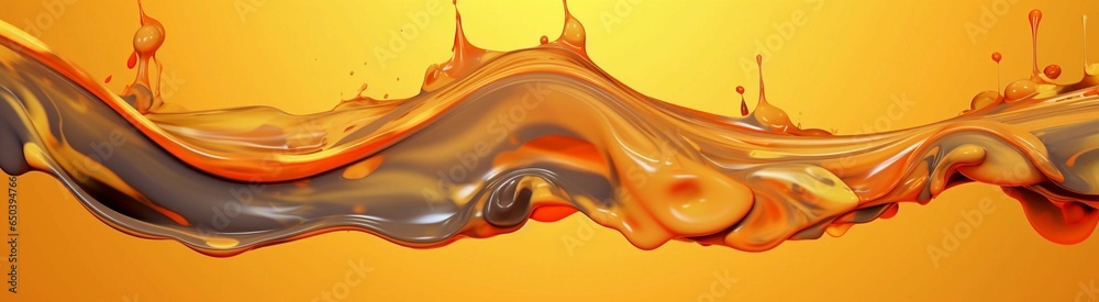 AI generated illustration of a bright yellow liquid flowing and ...