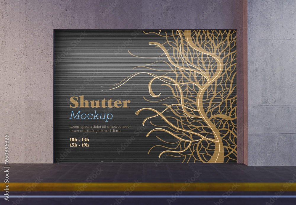 Closed Store Metal Shutter Mockup Stock Template | Adobe Stock