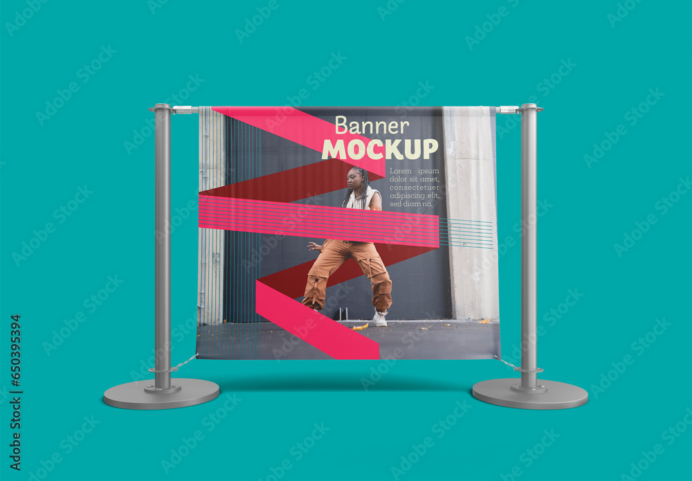 Wide Restaurant Stand Banner Mockup Stock Template | Adobe Stock
