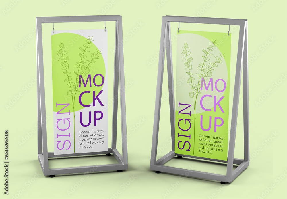 Tall Metallic Sign Board Mockup Stock Template | Adobe Stock