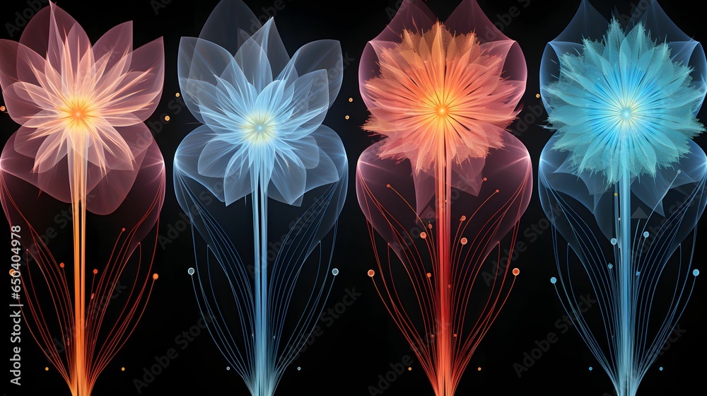 Set of distorted vertical grid pattern, flower text pattern. Y2K Retrowave shapes, geometry ...