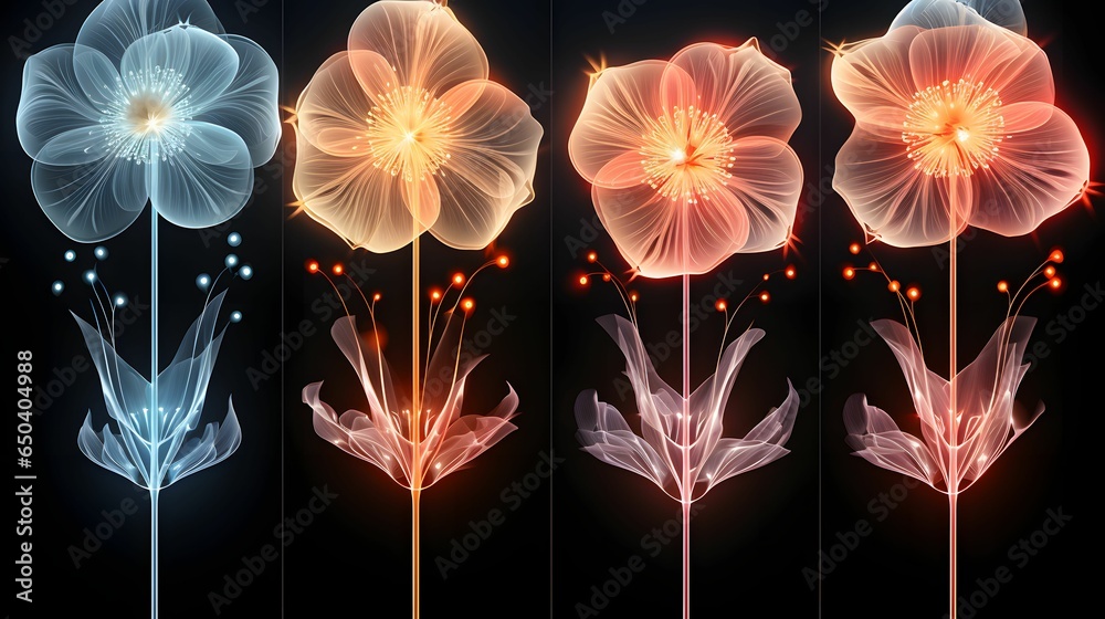 Set of distorted vertical grid pattern, flower text pattern. Y2K Retrowave shapes, geometry ...