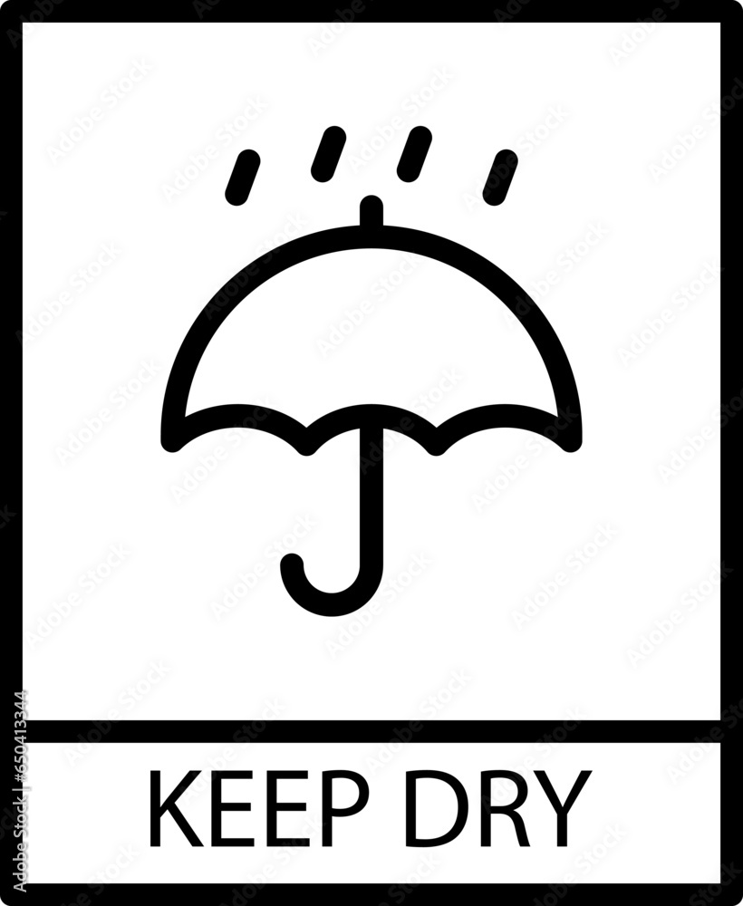 Keep Dry icon with black frame isolated on white background. Keep Dry ...