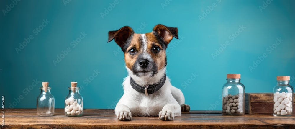 Dog receiving vaccine injection at veterinary clinic Illustrated ...