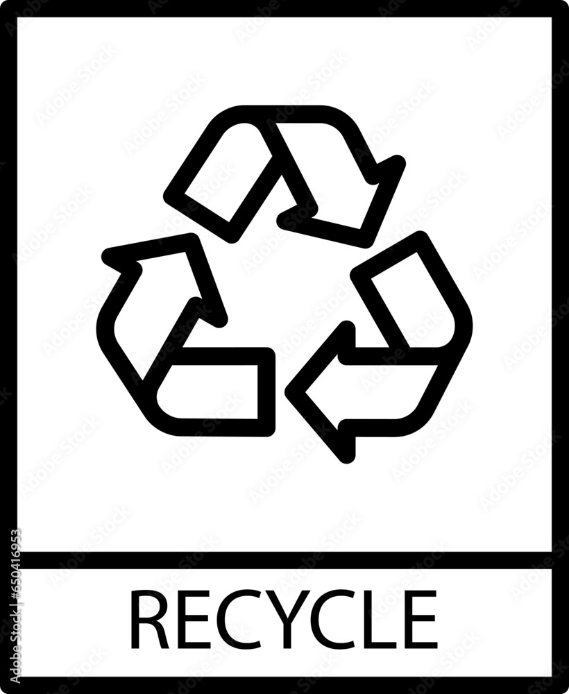 Recycle with black frame isolated on white background. Waste Recycling ...