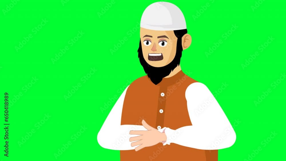Digital animation of a cartoon Muslim male praying ruku sajdah on a ...
