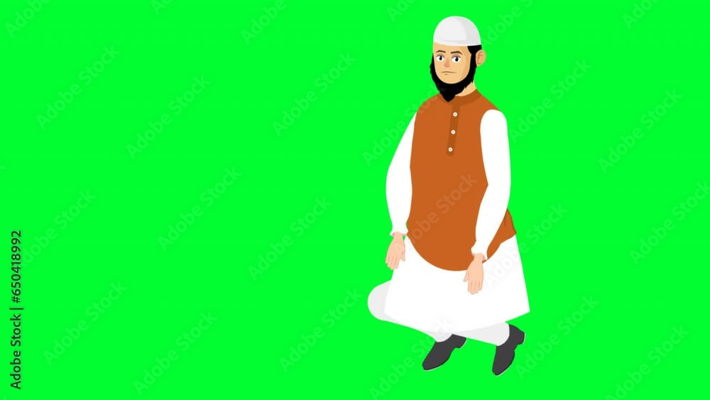 Digital animation of a cartoon Muslim male praying ruku sajdah on a ...