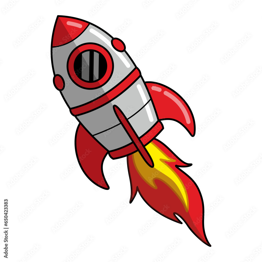 Cartoon space rocket flying. Spacecraft fly. Vector illustration of ...