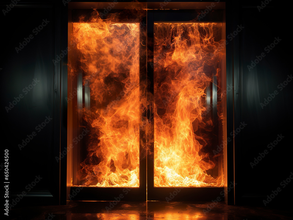 Illustration of a stunning front view of a completely closed glass door ...