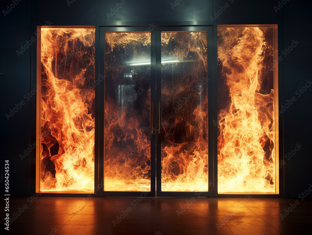 Illustration of a stunning front view of a completely closed glass door ...