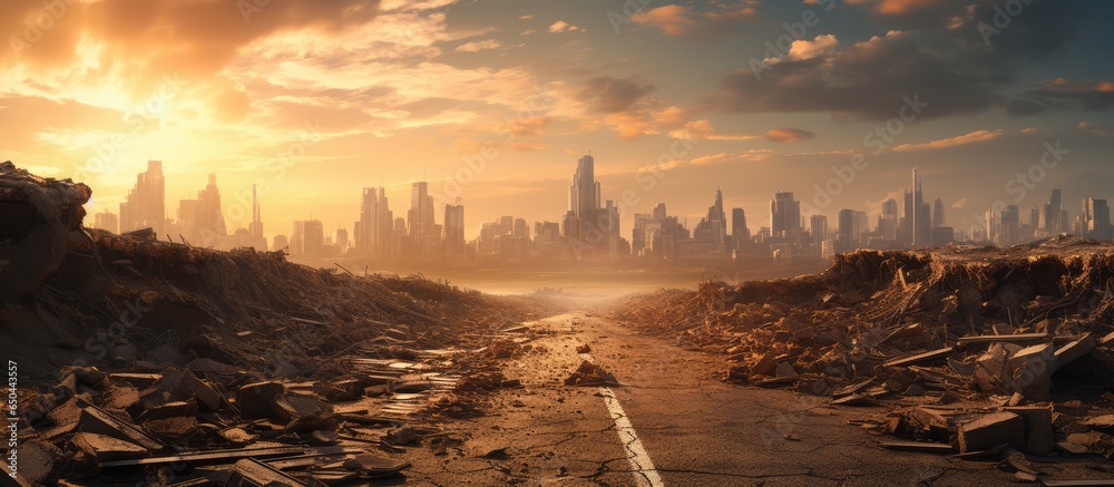 Background image of desert city wasteland with abandoned buildings ...