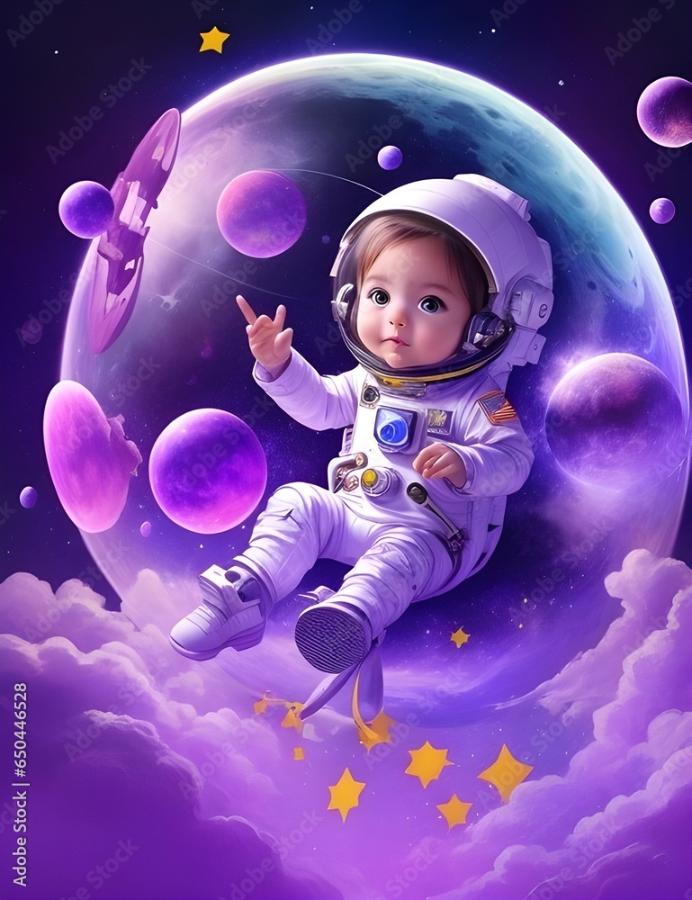 Little boy astronaut of a moon sitting spacesuit standing photography ...