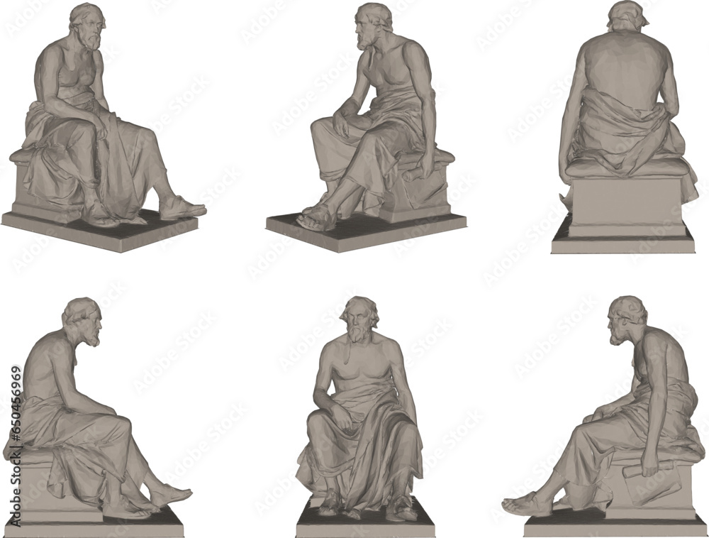 Sketch vector illustration design of classic statue of old poet ...