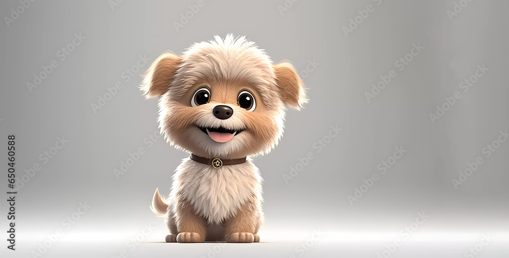 Puppy. Cartoon Dog Banner. Wallpaper. Copy space. Generated AI. Edited ...