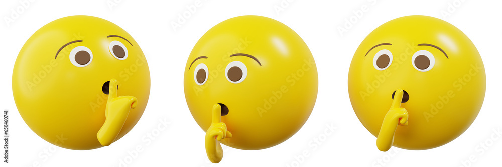3d Emoticon or Smiley please keep silent, keep quiet or lower your ...