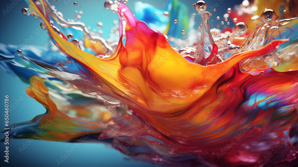 Colorful abstract background with water splash curve, full splash in ...