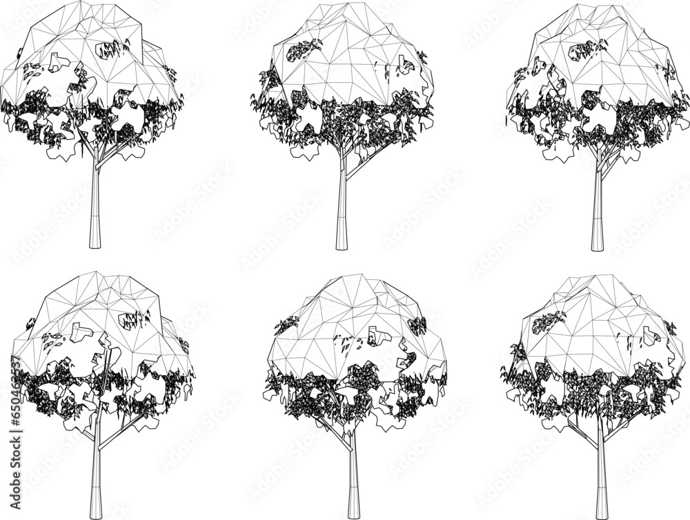 Vector sketch illustration of a low poly tree cartoon design for ...