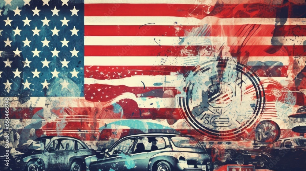 Independence Day patriotic collage. American flag and symbols. Stock ...