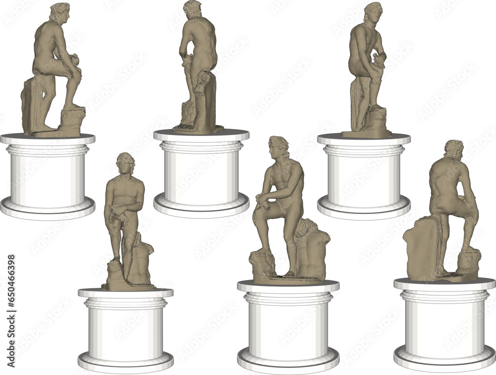 Vector sketch illustration of classical statue design of European Roman ...