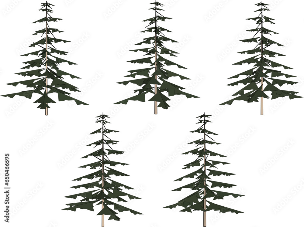 Vector sketch illustration of minimalist cartoon design of pine tree ...