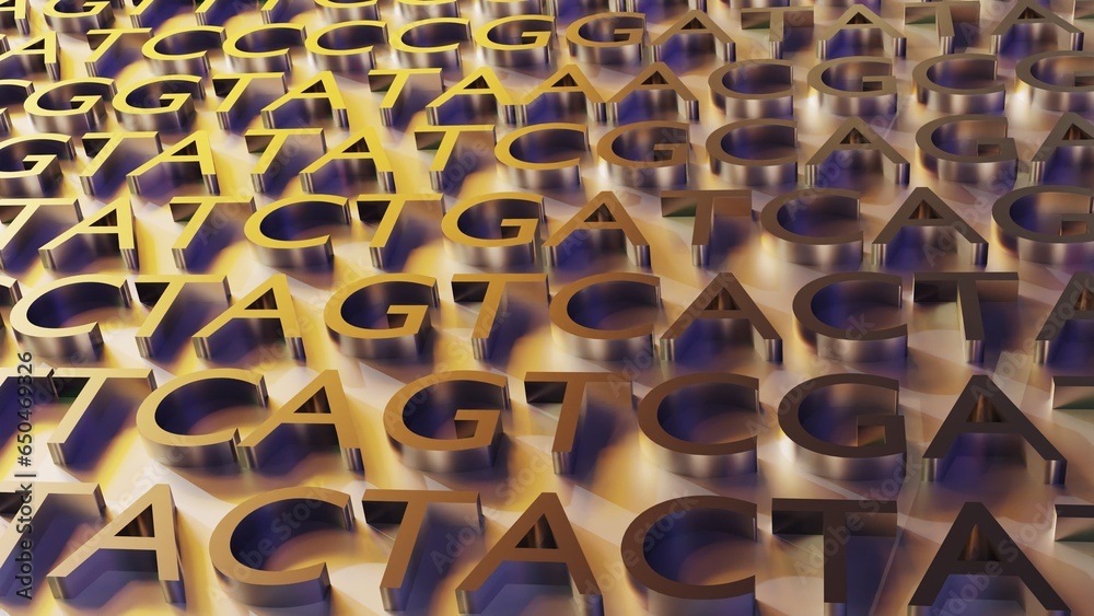 Gold ATGC letters background. Adenine, thymine, cytosine and guanine ...