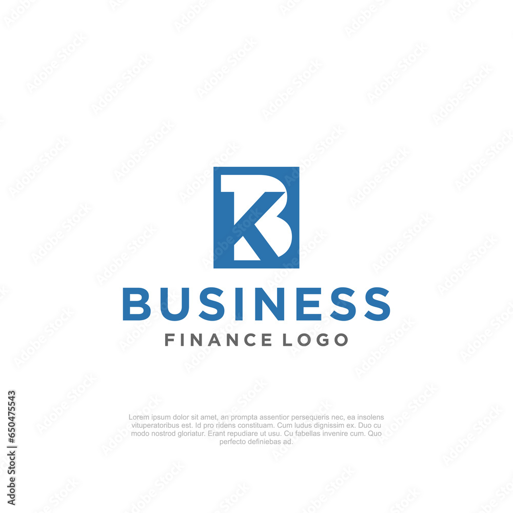 BK or KB initials logo by placing the letter B as a silhouette. very ...