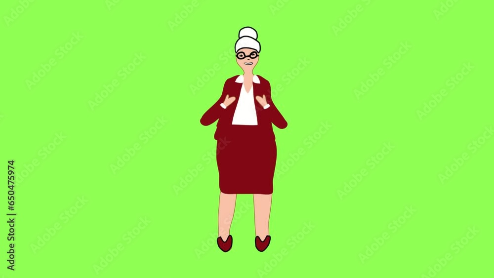 Grandmother old woman talking, dialogue. Cartoon video animation ...
