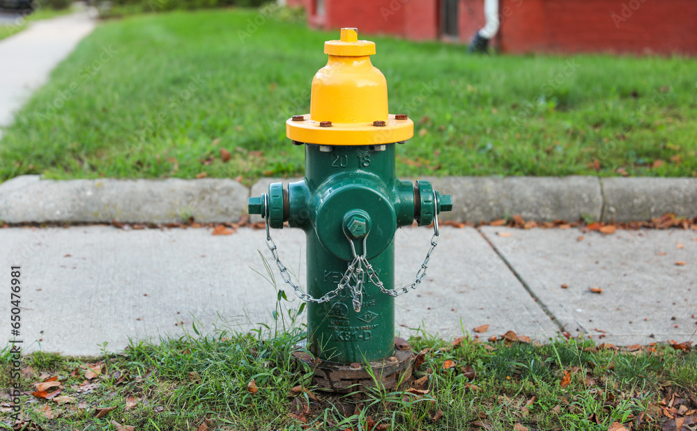 fire hydrant stands tall on a sunny street corner, ready to protect and ...