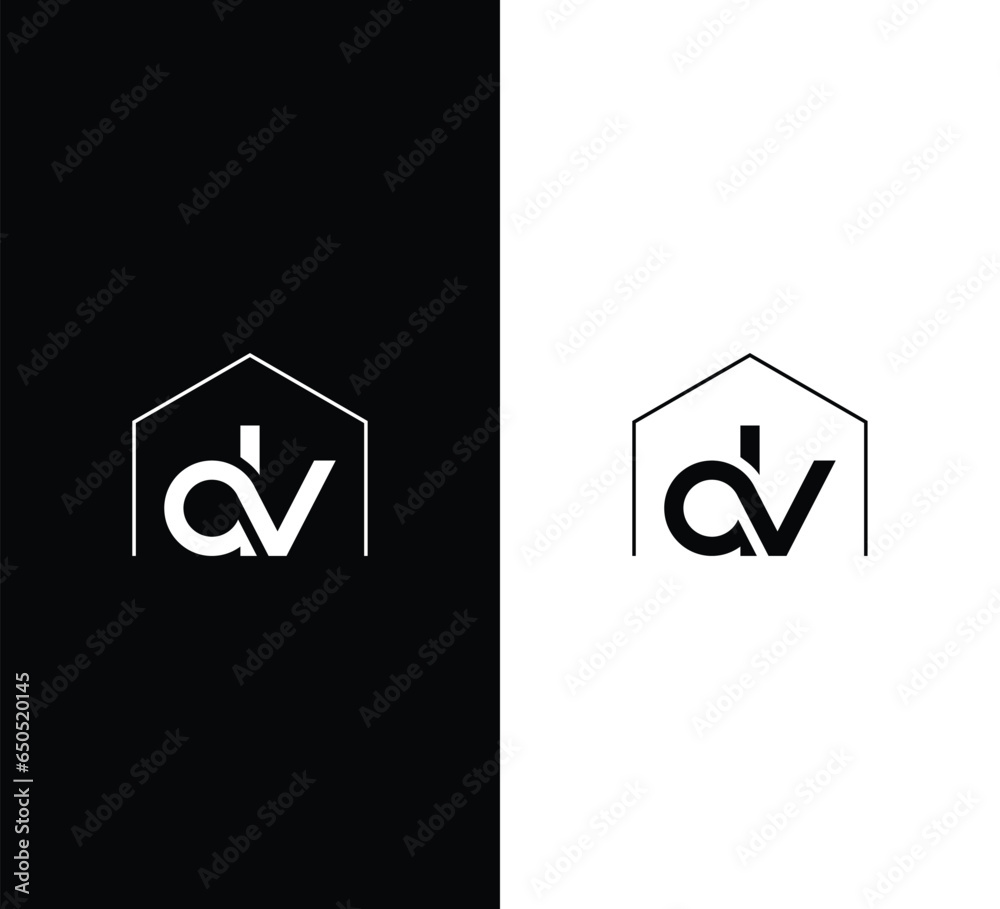 Monogram Letter DV Home Logo Design Vector Stock Vector | Adobe Stock