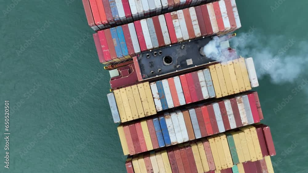 Smoke exhaust gas emissions carbondioxide from cargo lagre ship ...