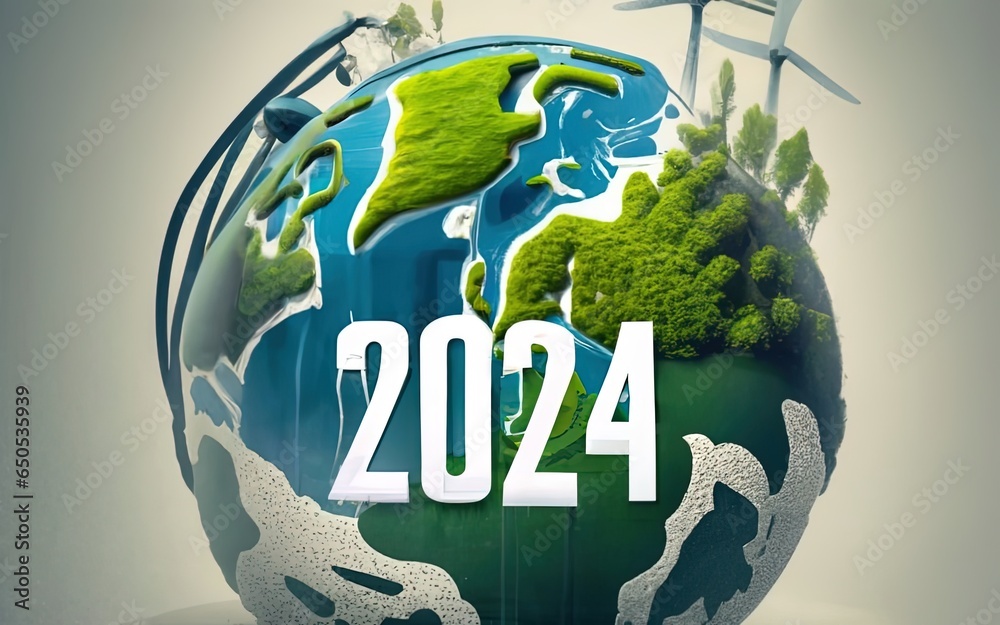2024 green earth theme with Generative AI. Stock-Illustration | Adobe Stock
