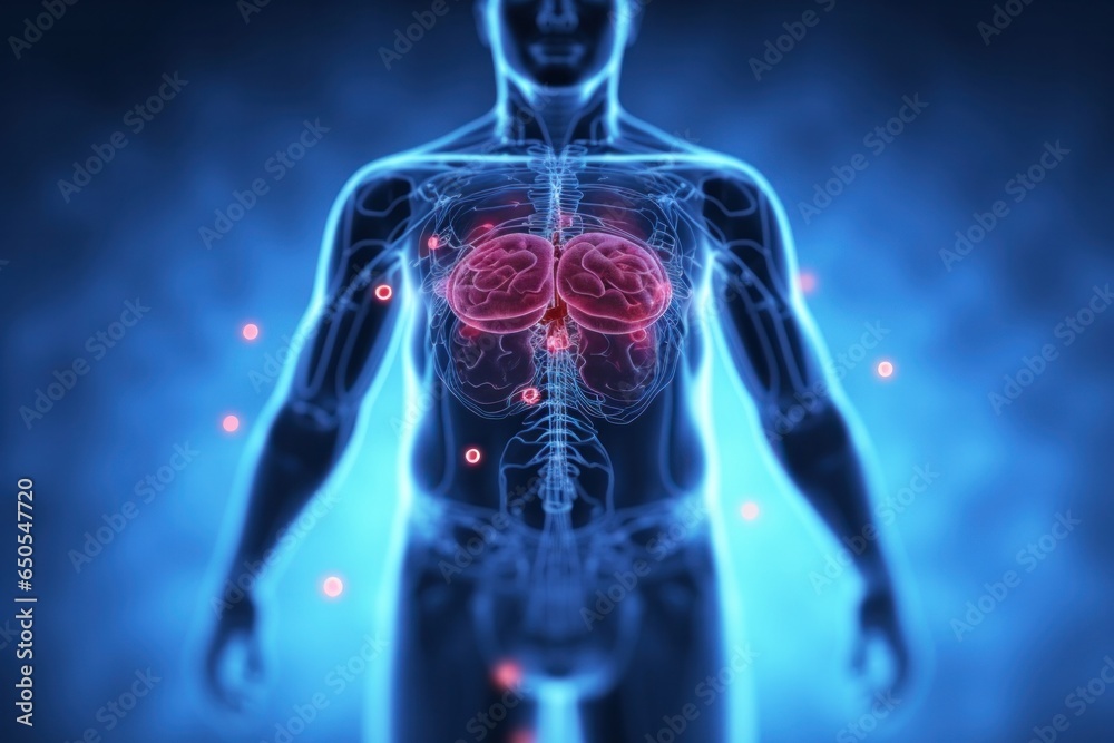 3d medical illustration of inflamed organs in human body. Medical and ...