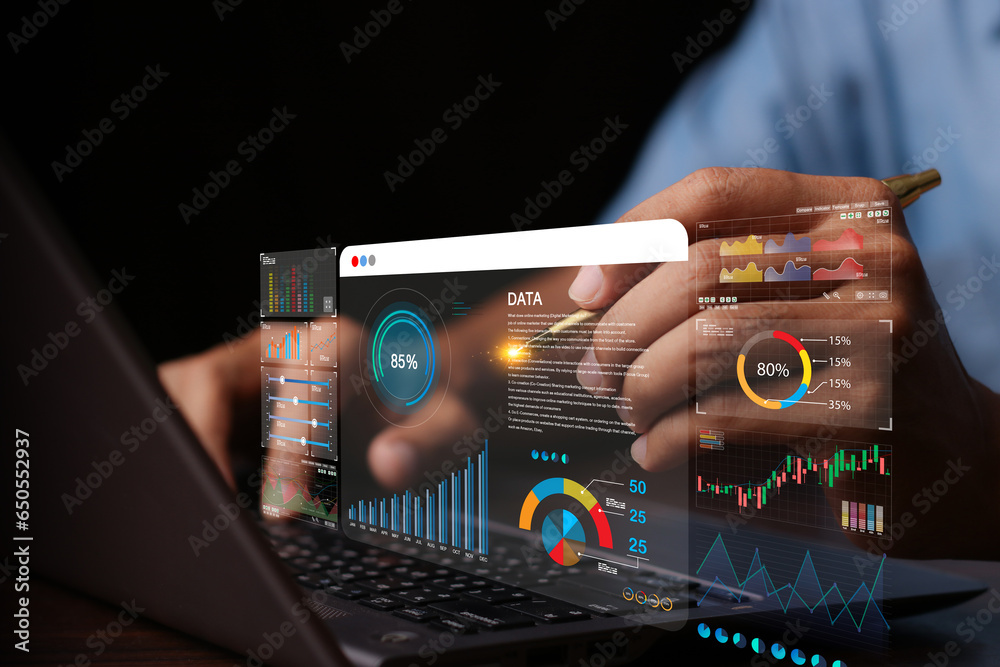 Foto de Data analyst working on business analytics dashboard with ...