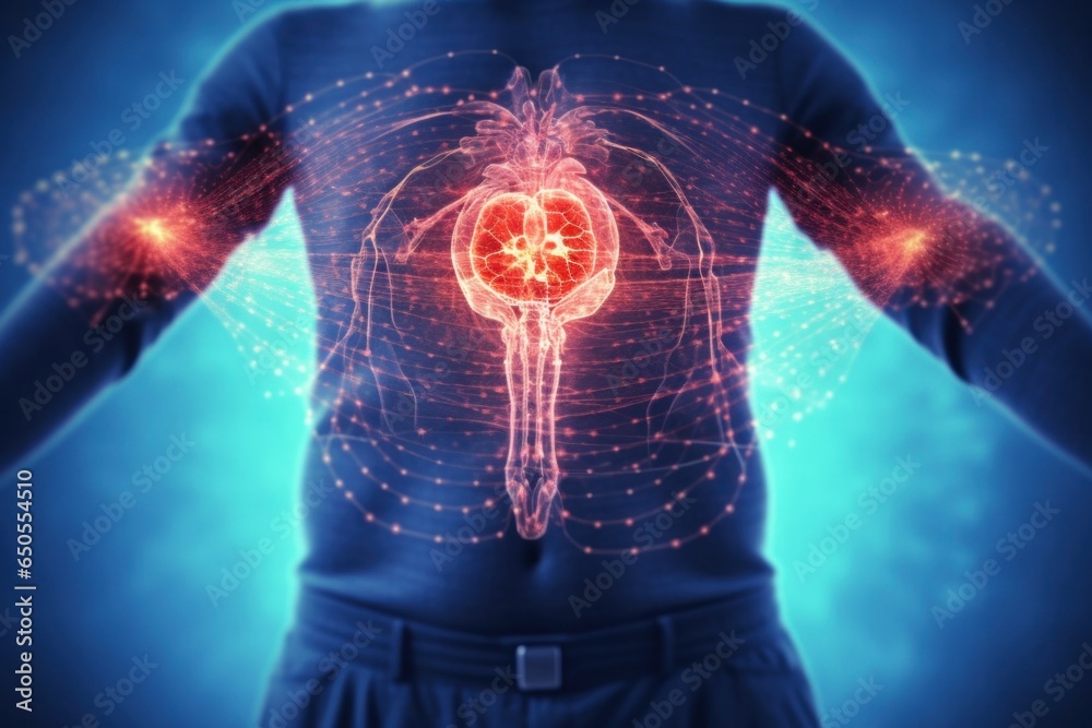 Foto de 3d medical illustration of inflamed organs in human body ...