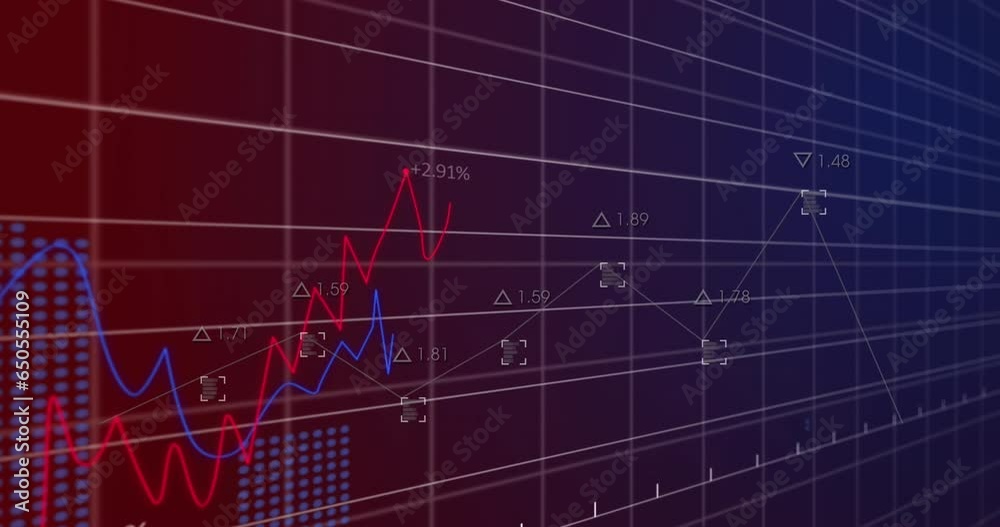 Animation of multiple graphs with changing numbers and grid pattern ...