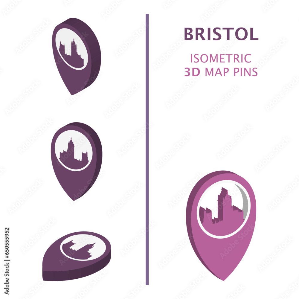 UK Bristol 3D vector logo set. England, United Kingdom isometric map ...
