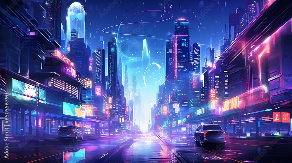 Cyberpunk streets illustration, futuristic city, dystopic artwork at ...