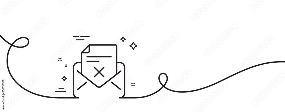 Reject letter line icon. Continuous one line with curl. Delete mail ...