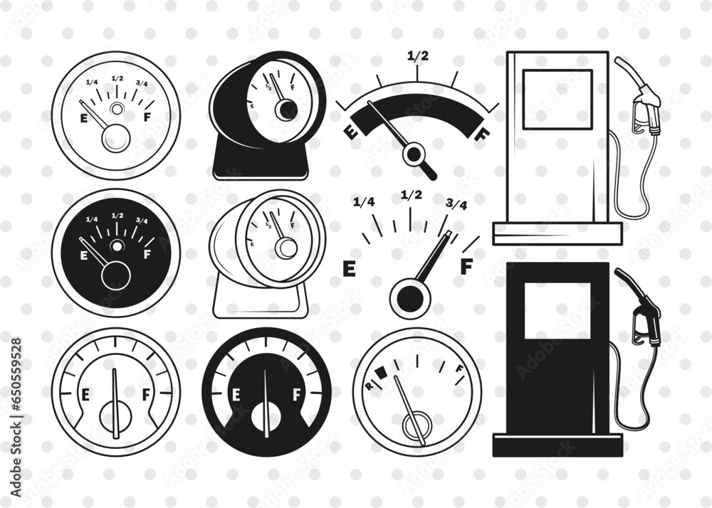 Indicator Gas Tank Silhouette, Indicator Gas Tank SVG, Empty Full Gas ...