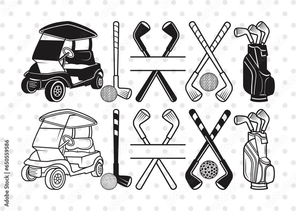 Golf Silhouette, Golf SVG, Golfing SVG, Monogram Frame Svg, Golf Ball ...