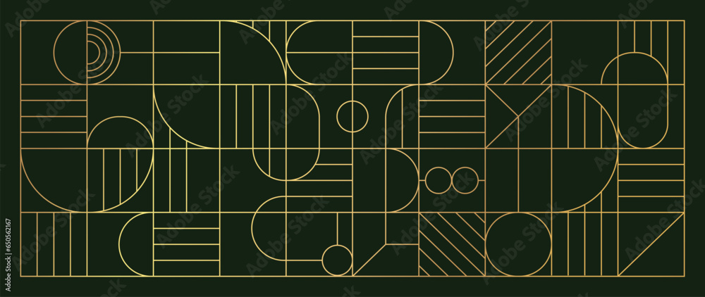 Luxury geometric gold line art and art deco background vector. Abstract ...