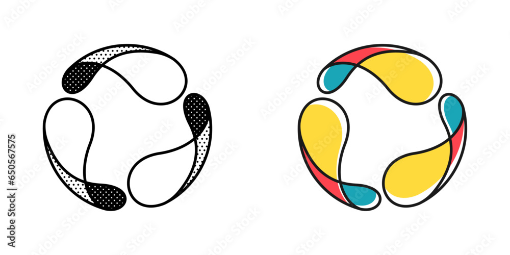 Triangle logo. Yin and yang in trinity emblem. Optical illusion sign ...