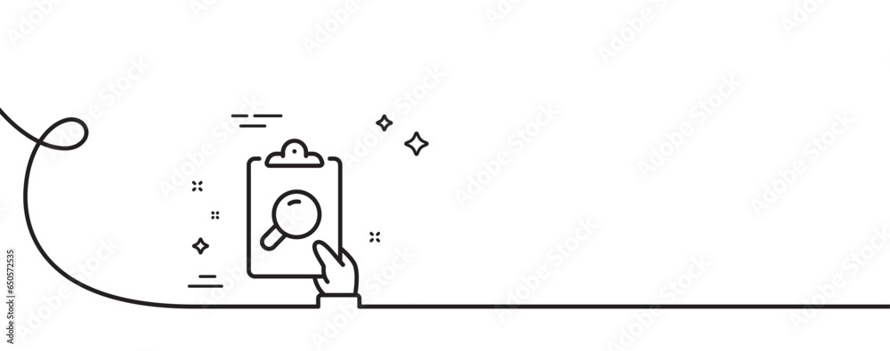 Inspect line icon. Continuous one line with curl. Clipboard research ...