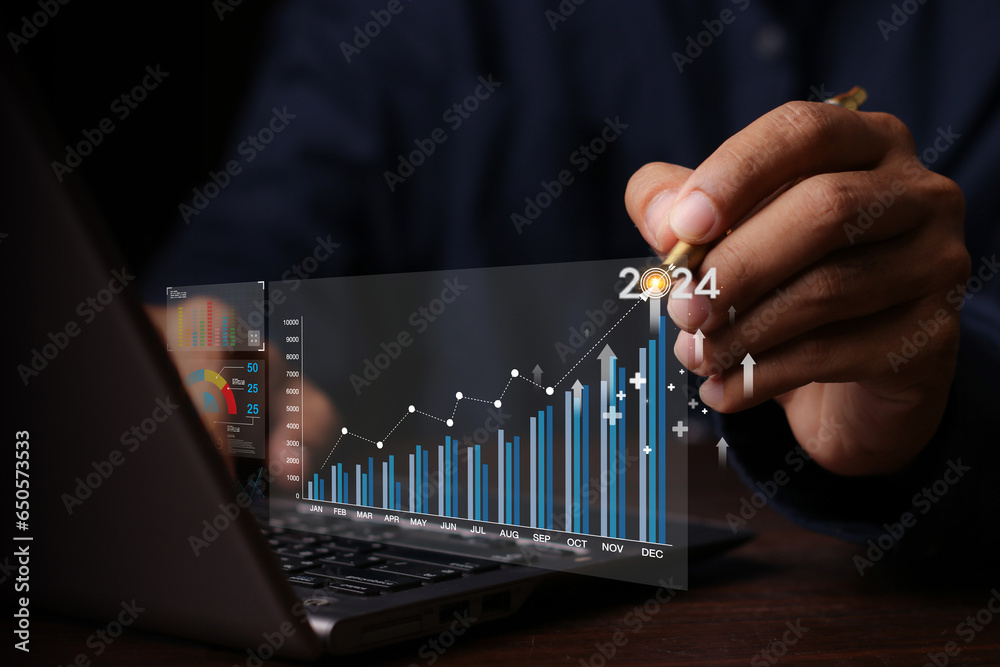 Data analyst working on business analytics dashboard with charts, with ...
