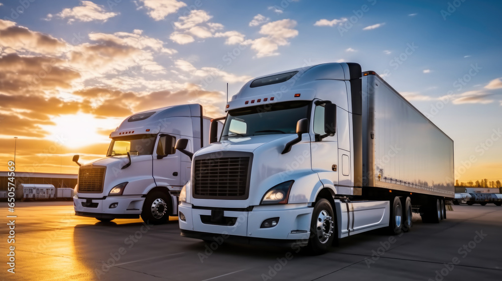 Semi-truck transportation shipping lorry and delivery freight at ...