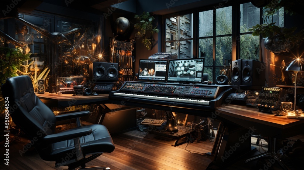 Music studio control room and singer booth. Stock Illustration | Adobe ...