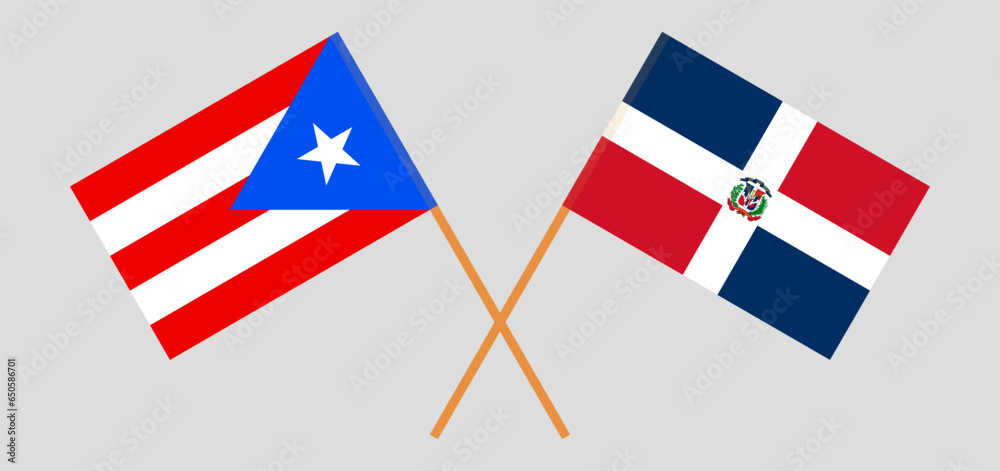 Vecteur Stock Crossed flags of Puerto Rico and Dominican Republic. Official colors. Correct ...